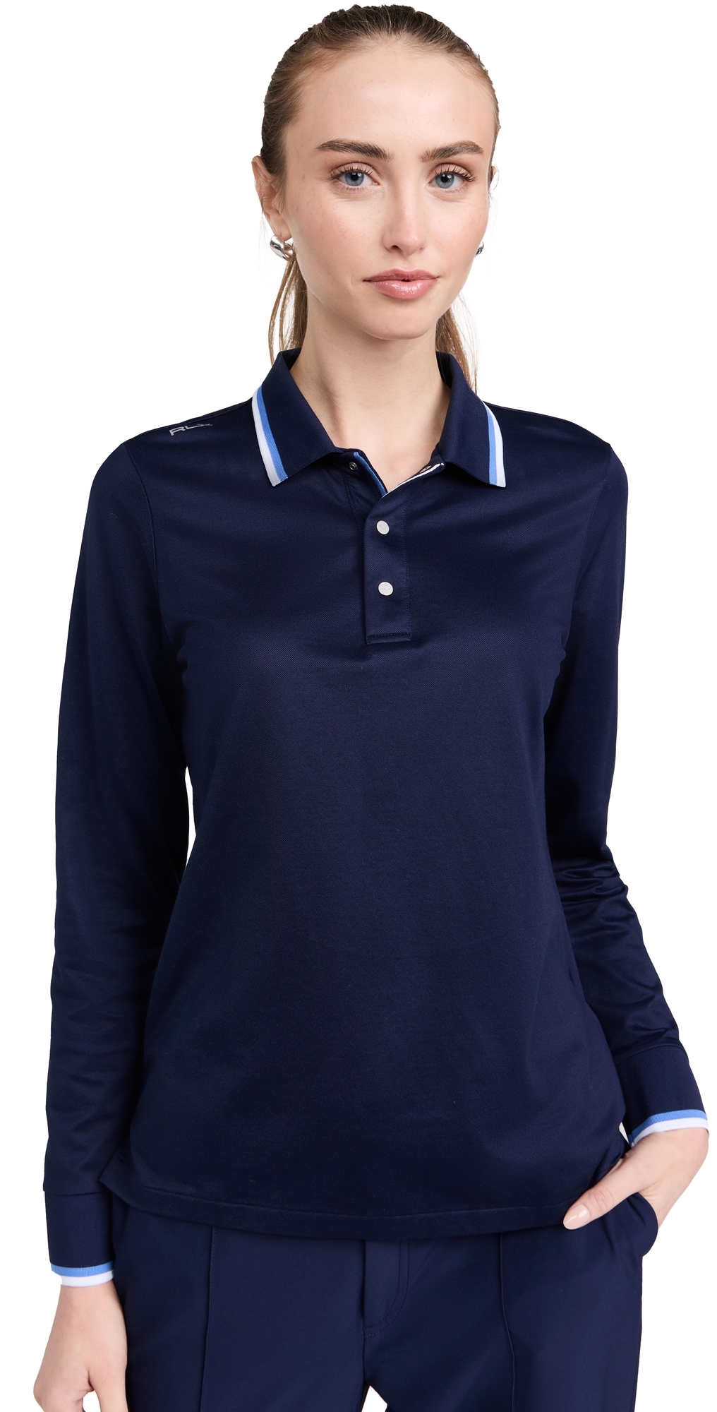 Rlx Ralph Lauren Long Sleeve Polo - Navy Multi | Editorialist